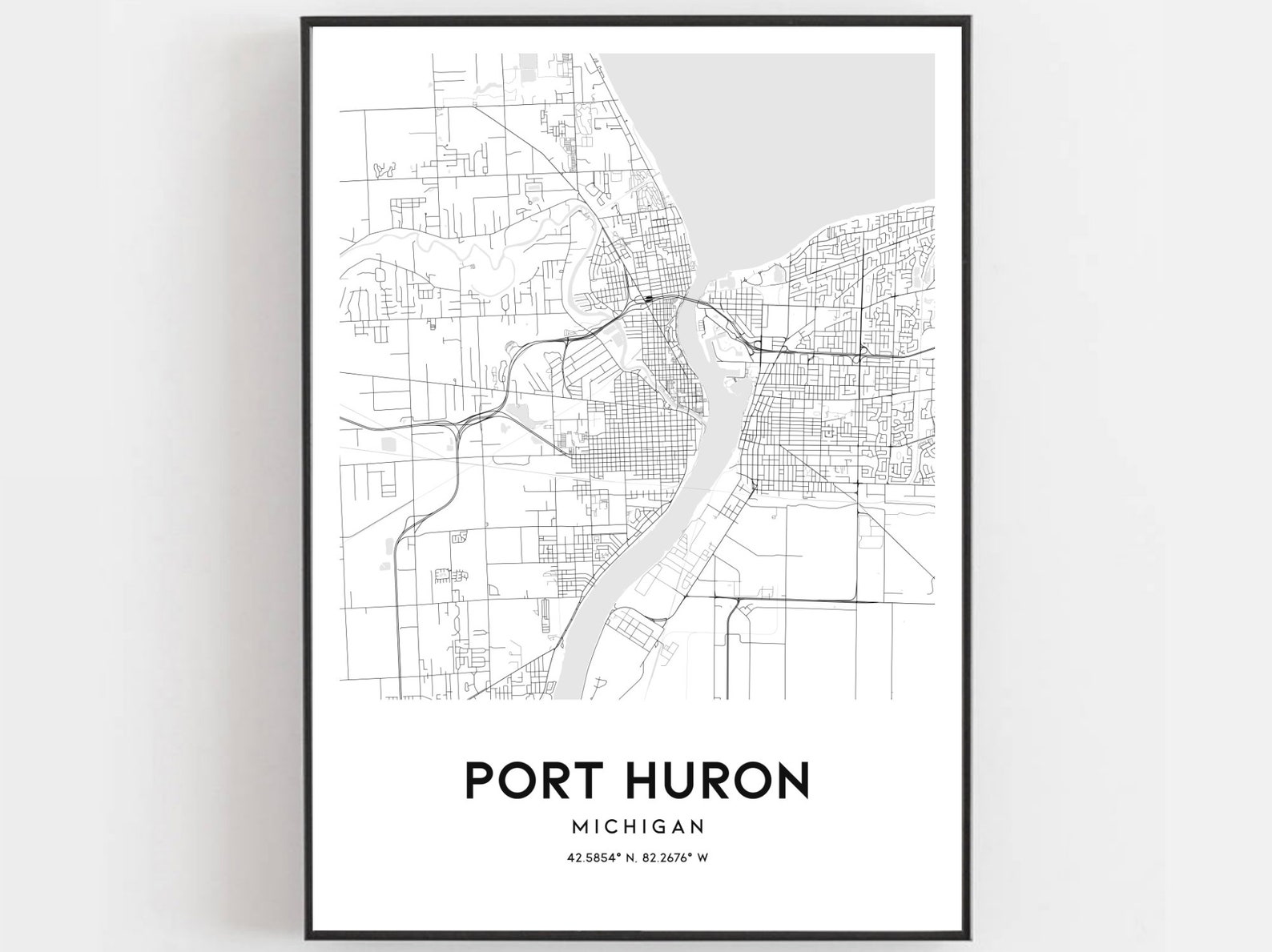 Port Huron Map Print Port Huron Map Poster Wall Art Mi City | Etsy
