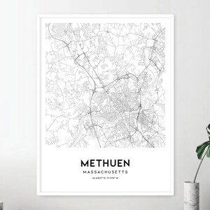 Methuen Map Print, Methuen Map Poster Wall Art, Ma City Map ...