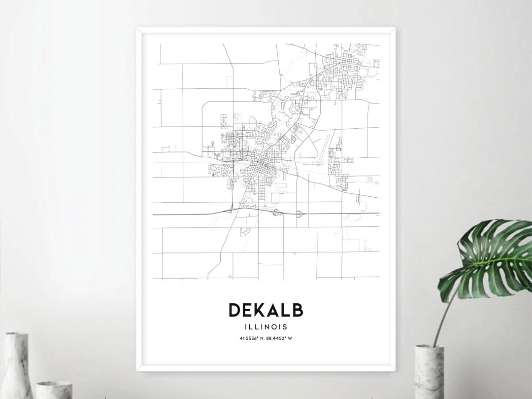 Dekalb Map Print Dekalb Map Poster Wall Art Il City Map - Etsy