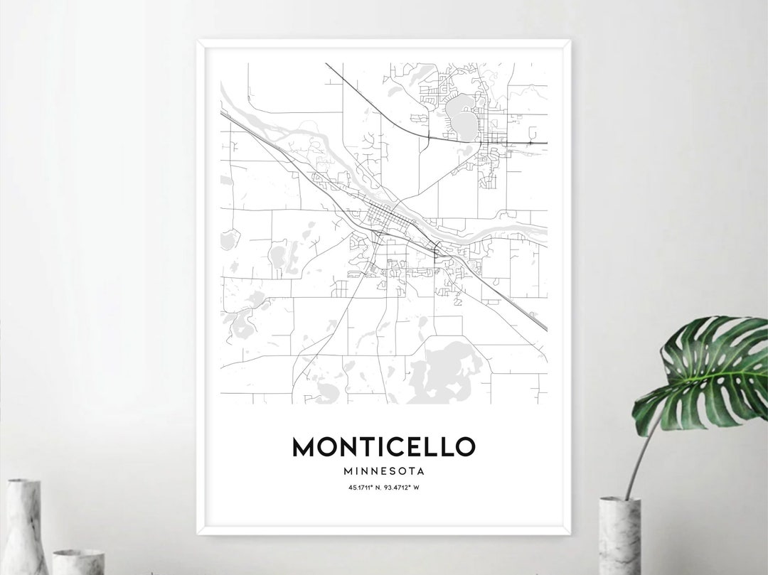 Monticello Map Print, Monticello Map Poster Wall Art, Mn City Map ...