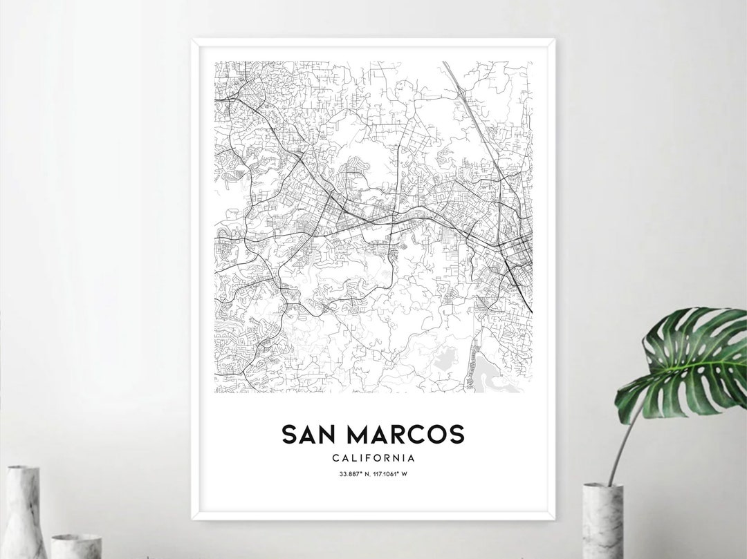 San Marcos Map Print San Marcos Map Poster Wall Art Ca City - Etsy
