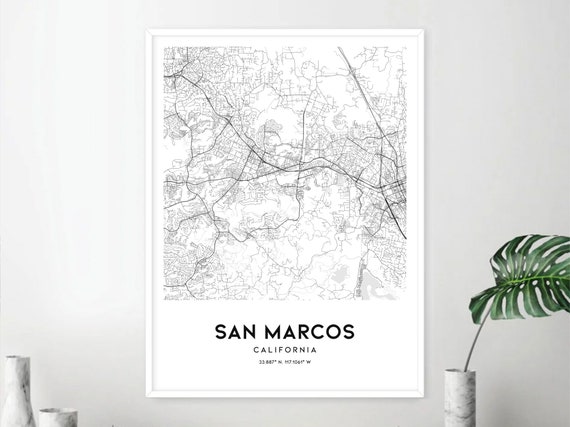 San Marcos Map Print San Marcos Map Poster Wall Art Ca City | Etsy España