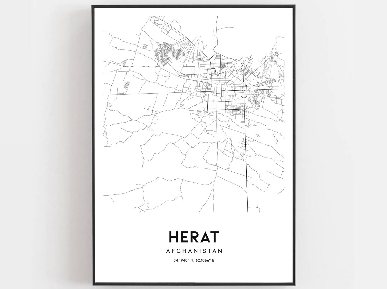 Herat Map Print Herat Map Poster Wall Art Herat City Map | Etsy