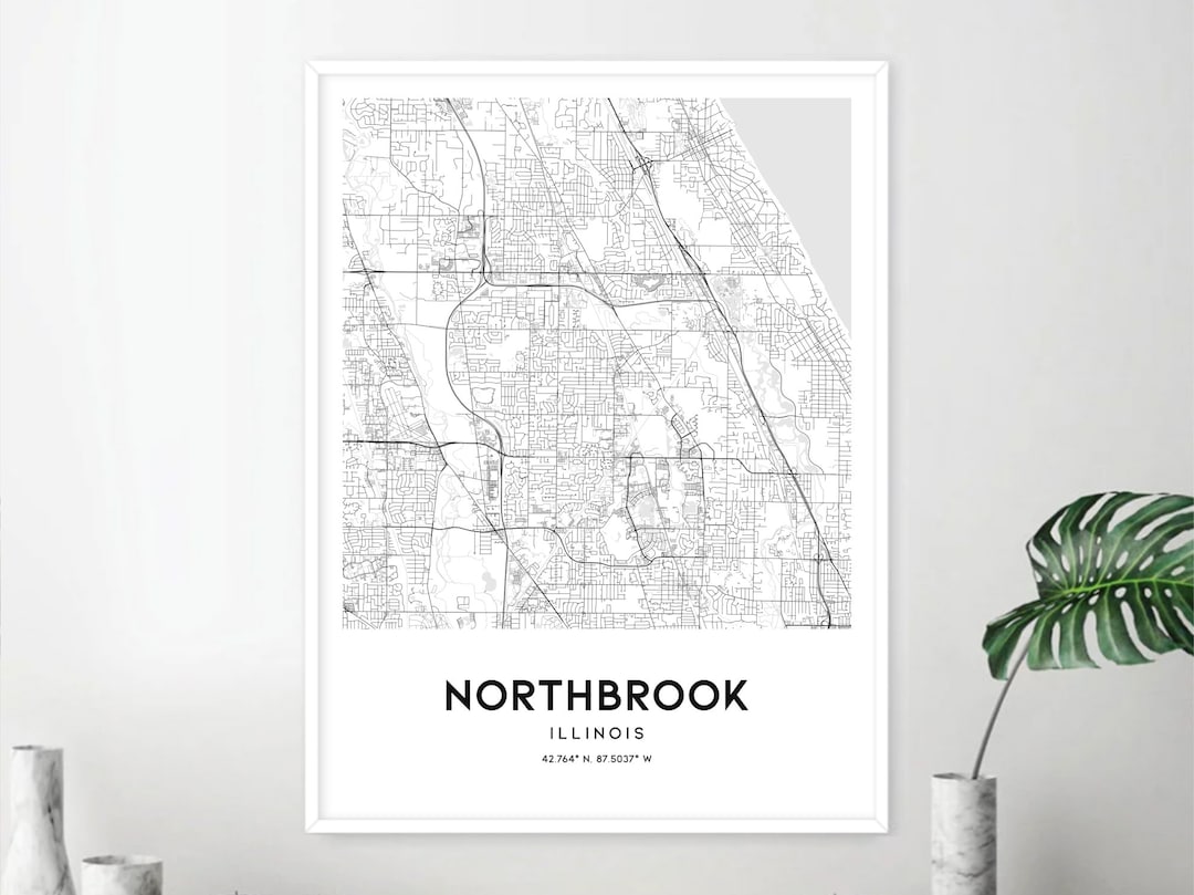 Northbrook Map Print, Northbrook Map Poster Wall Art, Il City Map ...