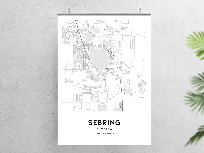 Sebring Map Print Sebring Map Poster Wall Art Fl City Map | Etsy