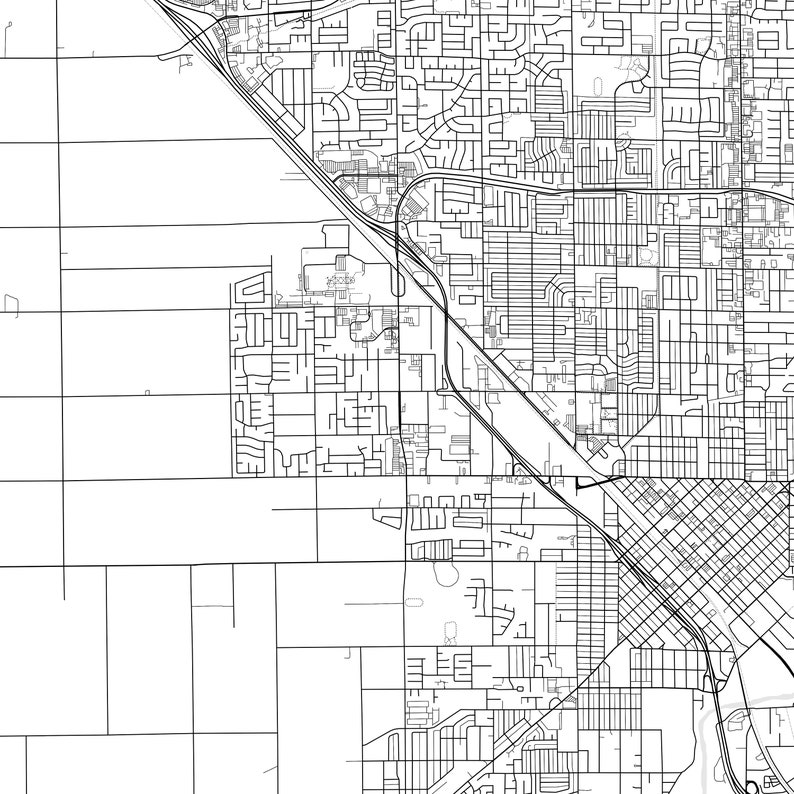 Modesto Map Print, Modesto Map Poster Wall Art, Ca City Map, California ...
