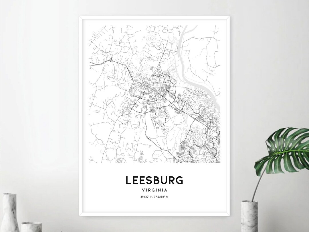 Leesburg Map Print, Leesburg Map Poster Wall Art, Va City Map, Virginia ...