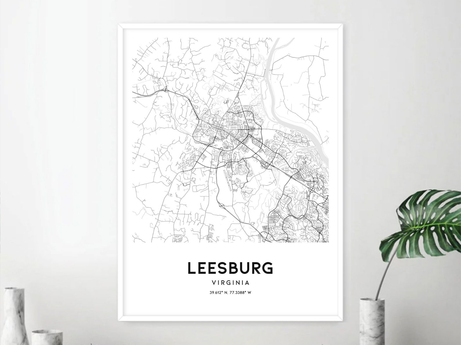 Leesburg Map Print, Leesburg Map Poster Wall Art, Va City Map, Virginia ...