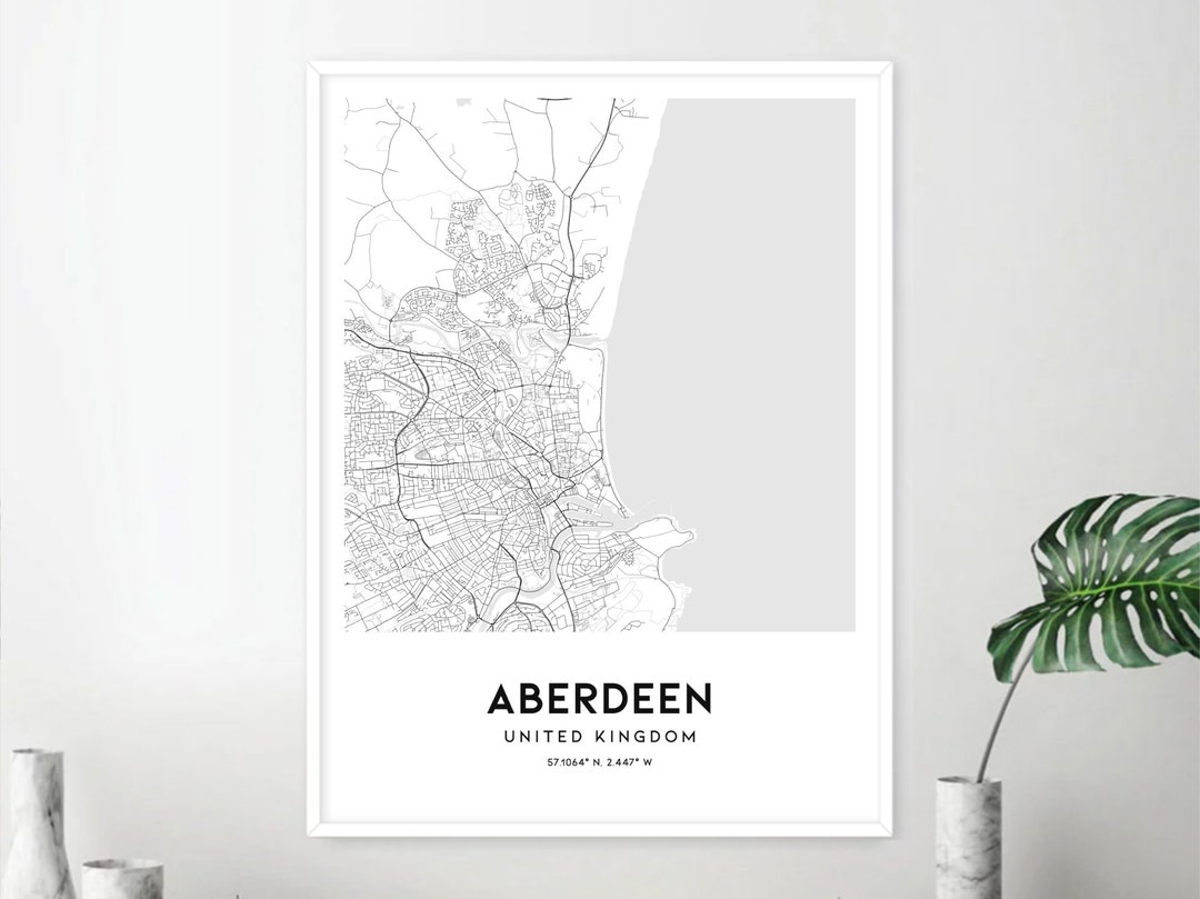 Aberdeen Map Print, Aberdeen Map Poster Wall Art, Aberdeen City Map ...