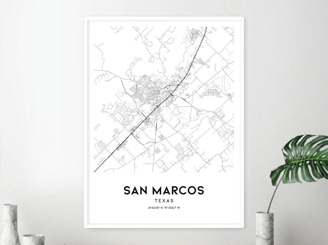 San Marcos Map Print San Marcos Map Poster Wall Art Tx City - Etsy