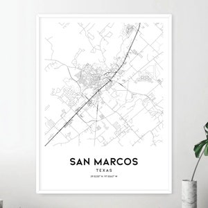 San Marcos Map Print, San Marcos Map Poster Wall Art, Tx City Map ...