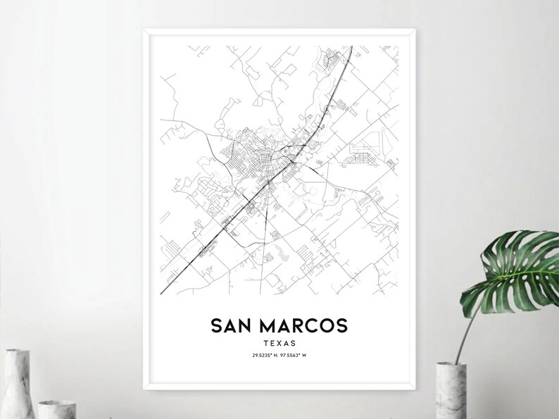 San Marcos Map Print San Marcos Map Poster Wall Art Tx City - Etsy