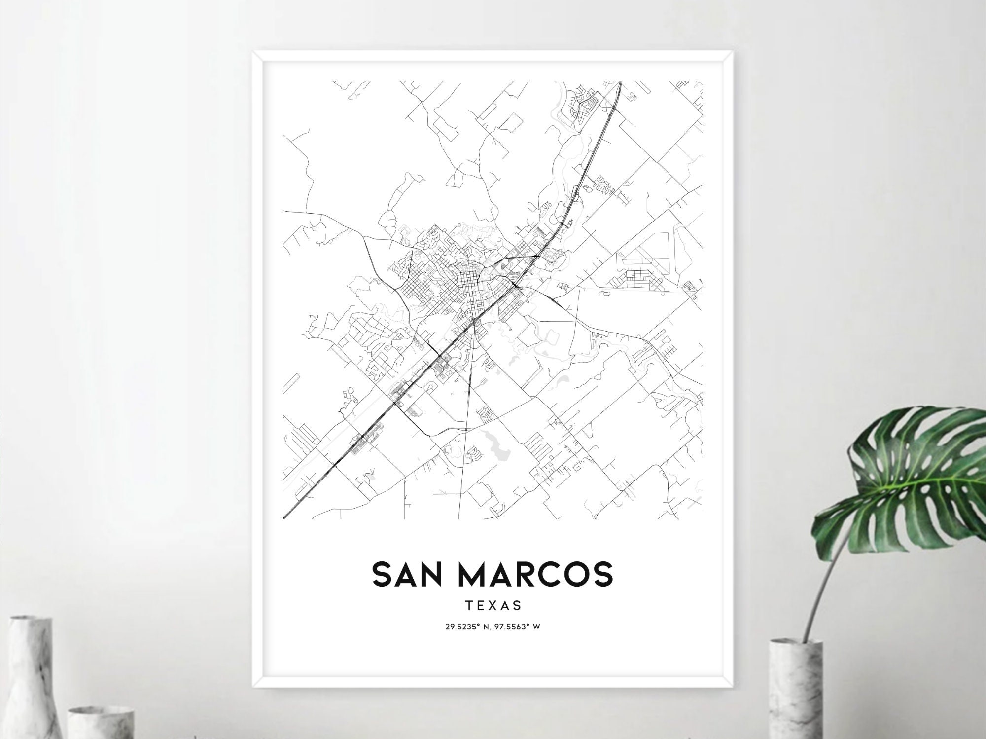 San Marcos Map Print San Marcos Map Poster Wall Art Tx City - Etsy