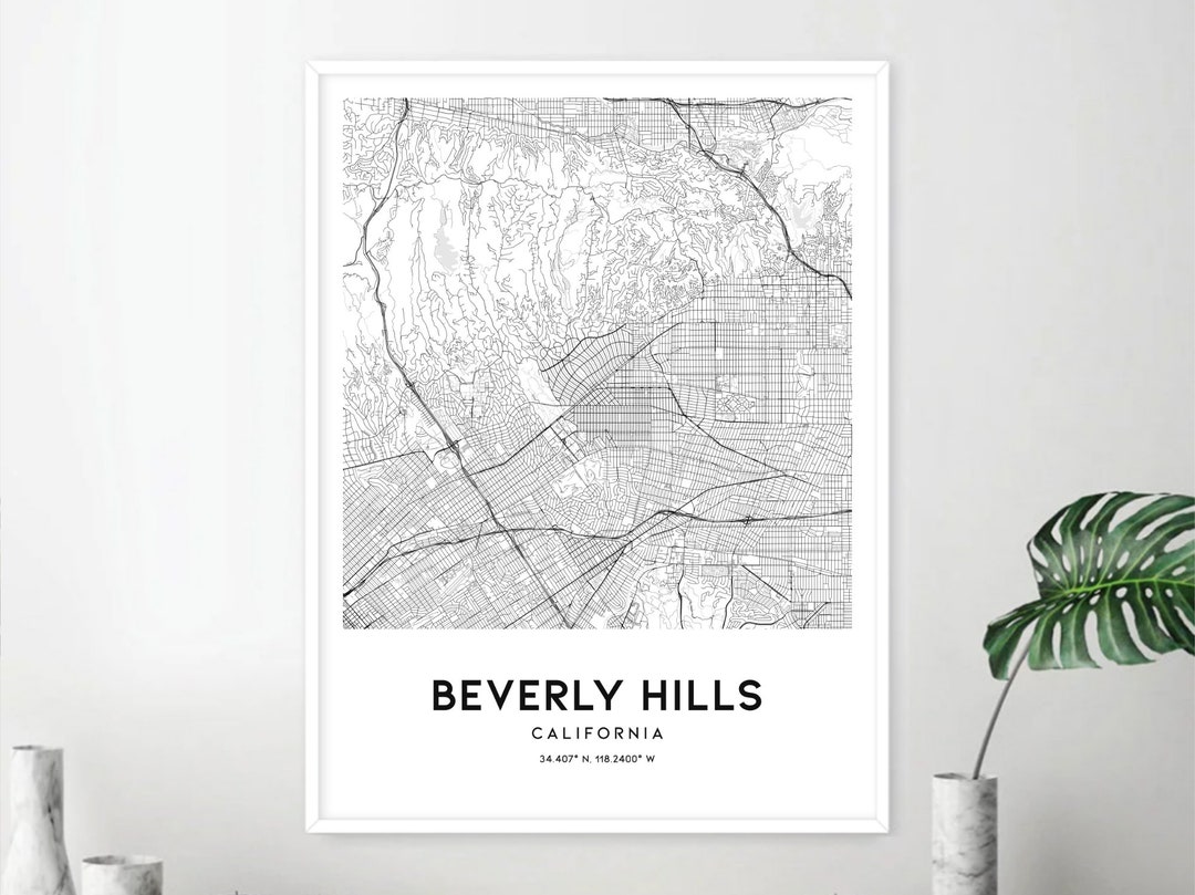 Beverly Hills Map Print, Beverly Hills Map Poster Wall Art, Ca City Map ...