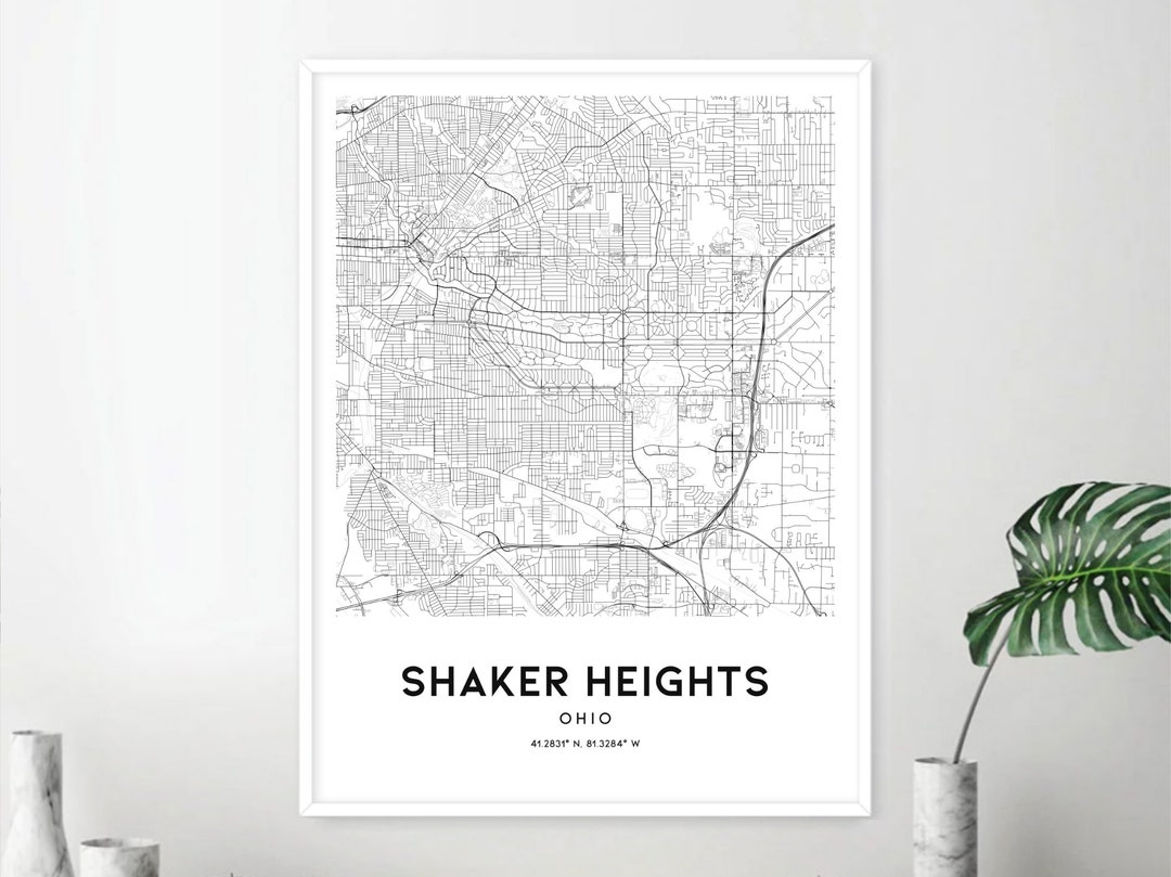 Shaker Heights Map Print, Shaker Heights Map Poster Wall Art, Oh City ...