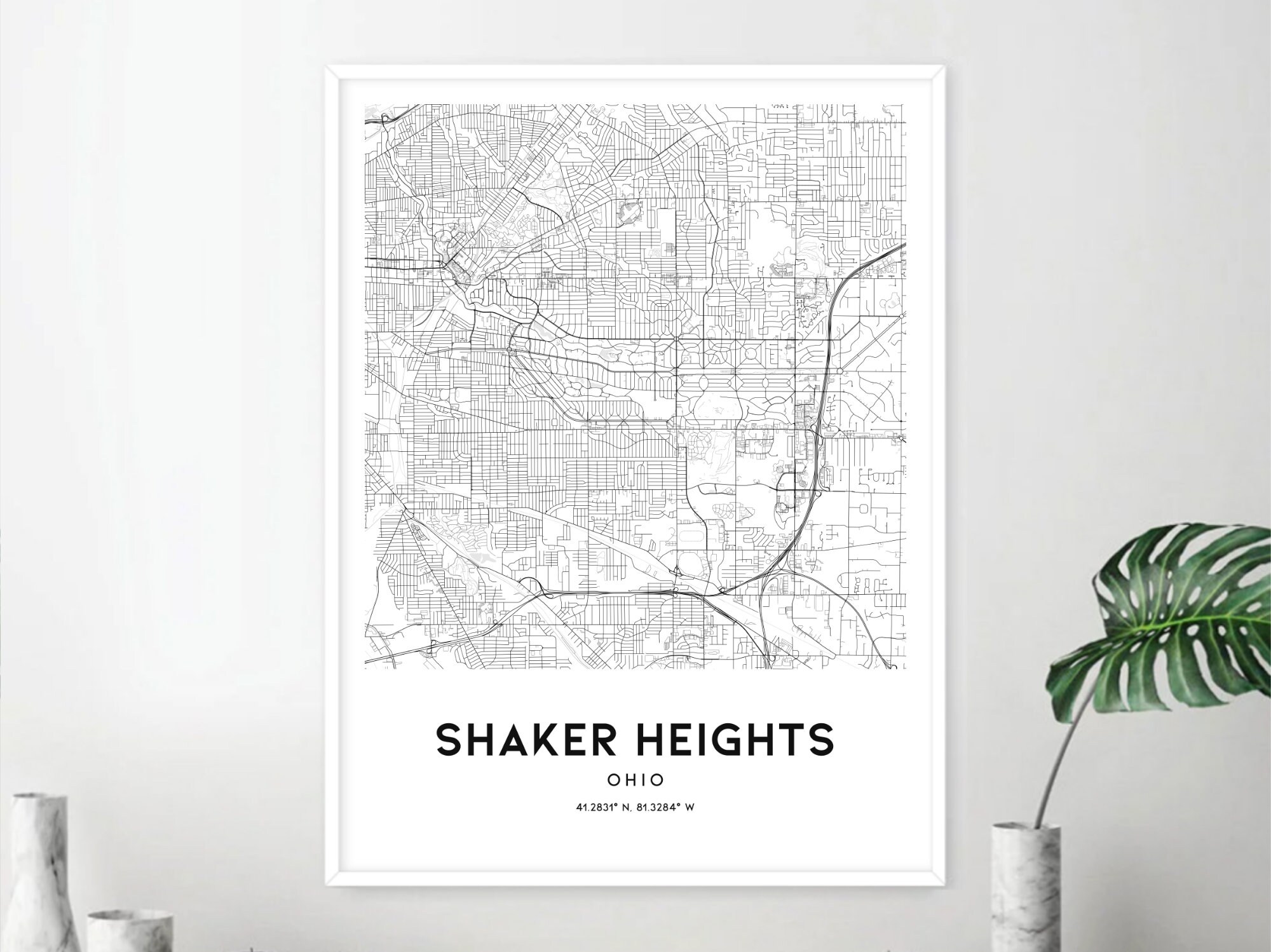 Shaker Heights Map Print, Shaker Heights Map Poster Wall Art, Oh City ...