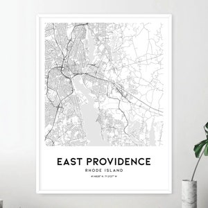 East Providence Map Print, East Providence Map Poster Wall Art, Ri City ...