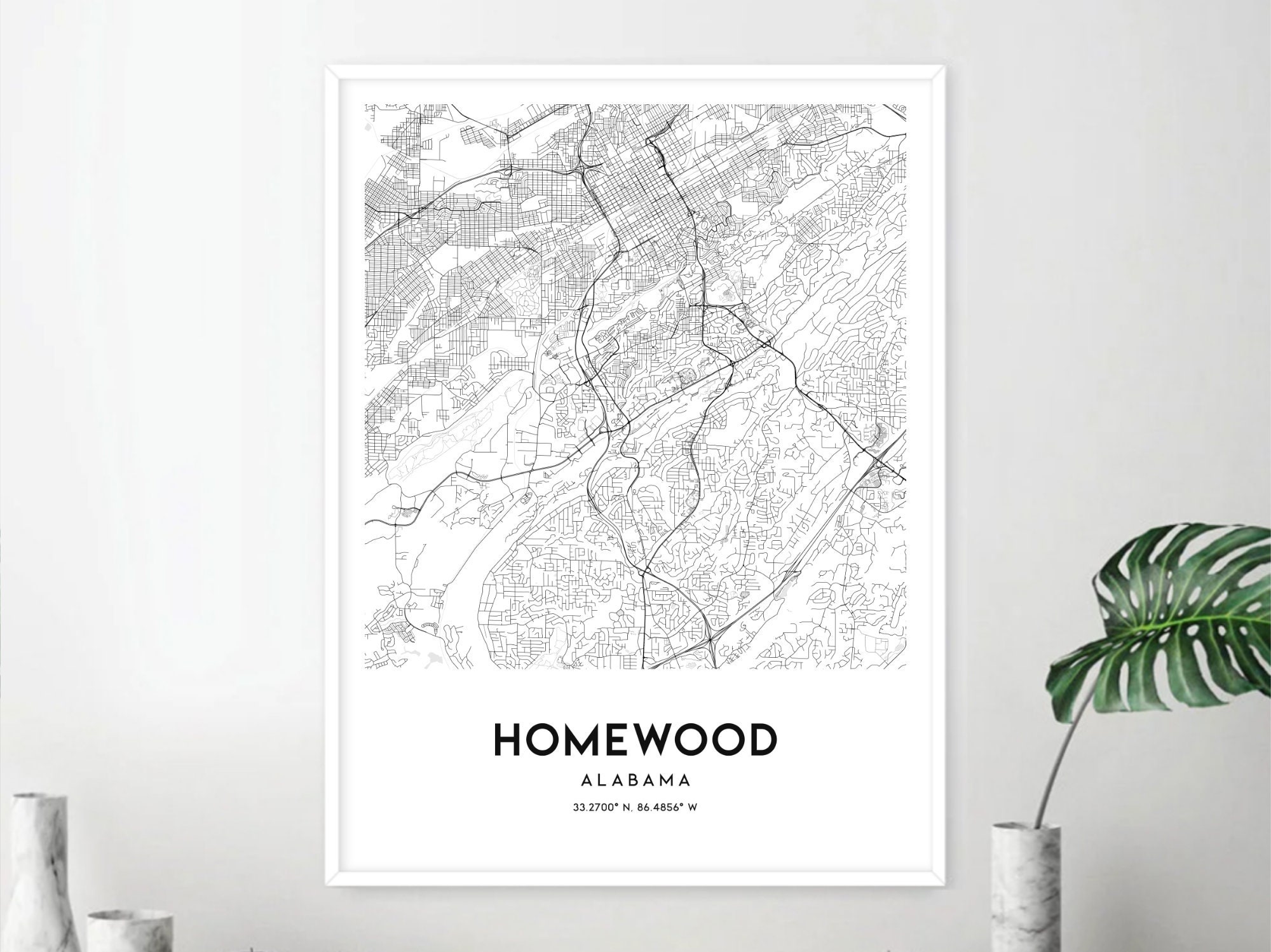 Homewood Map Print Homewood Map Poster Wall Art Al City Map - Etsy