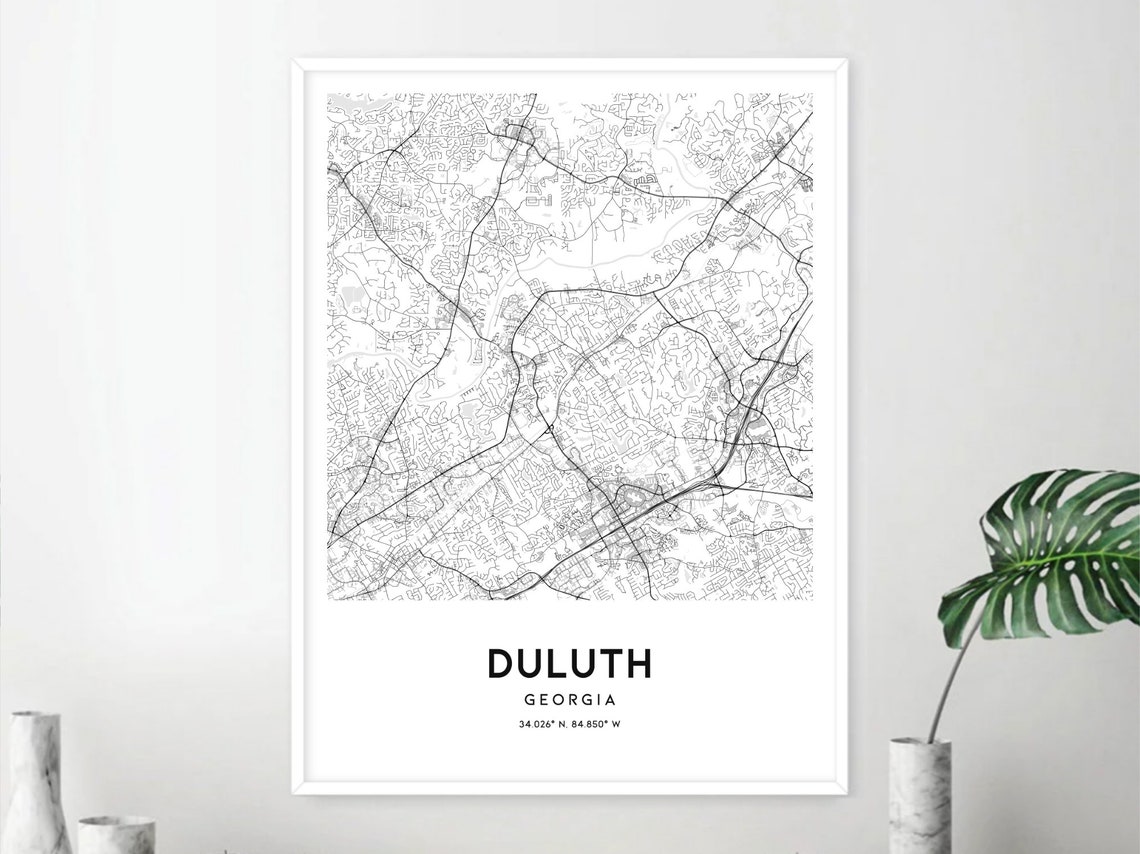 Duluth Map Print, Duluth Map Poster Wall Art, Ga City Map, Georgia ...