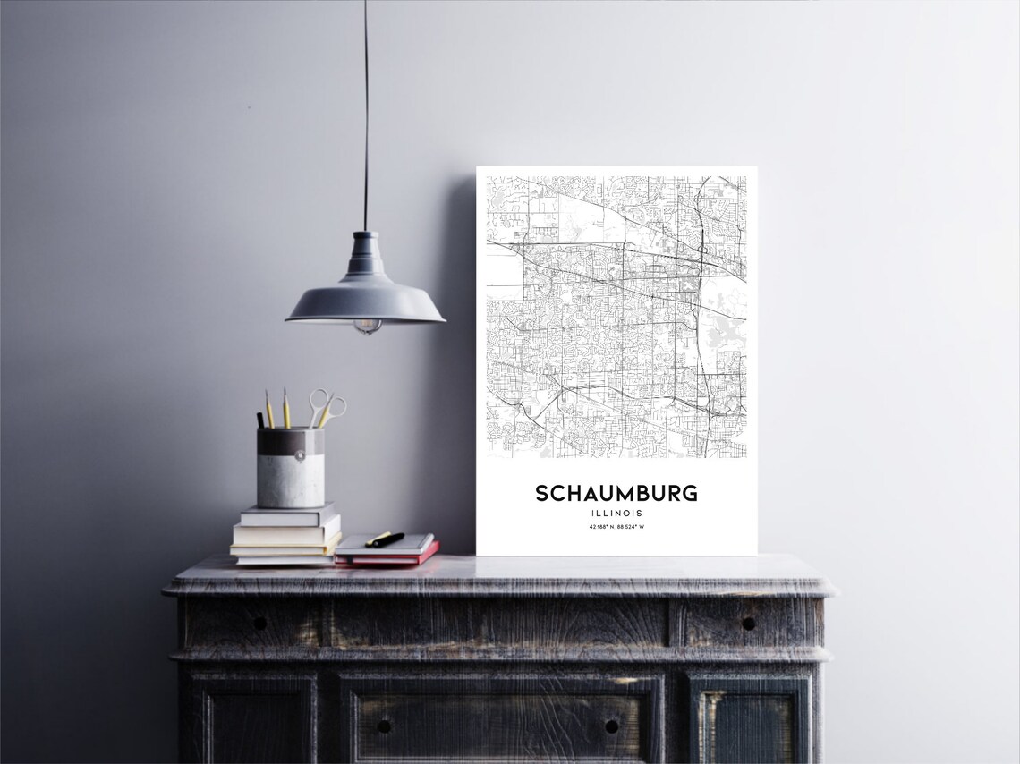 Schaumburg Map Print Schaumburg Map Poster Wall Art Il City - Etsy