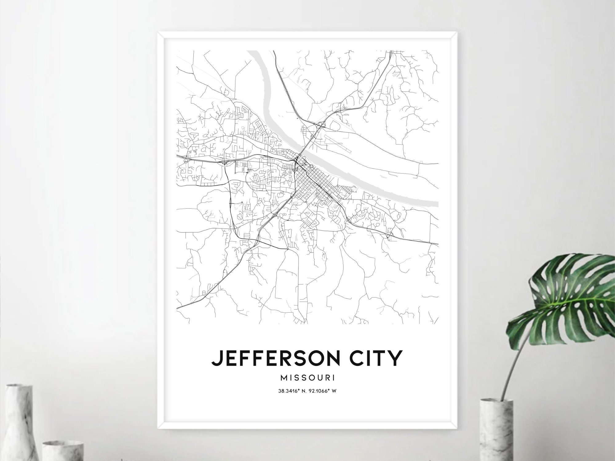 Jefferson City Map Print, Jefferson City Map Poster Wall Art, Mo City ...