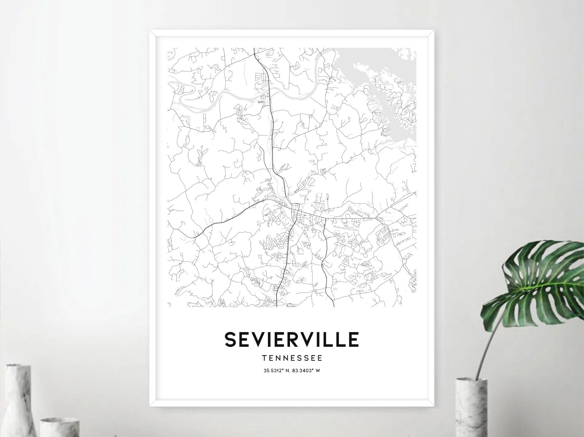 Sevierville Map Print, Sevierville Map Poster Wall Art, Tn City Map ...