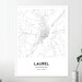 Laurel Map Print Laurel Map Poster Wall Art Ms City Map - Etsy