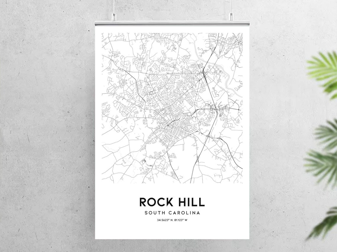 Rock Hill Map Print Rock Hill Map Poster Wall Art Sc City | Etsy