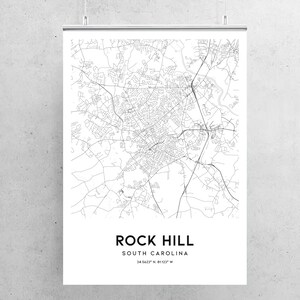 Rock Hill Map Print Rock Hill Map Poster Wall Art Sc City | Etsy