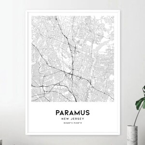 Paramus Map Print, Paramus Map Poster Wall Art, Nj City Map, New Jersey ...