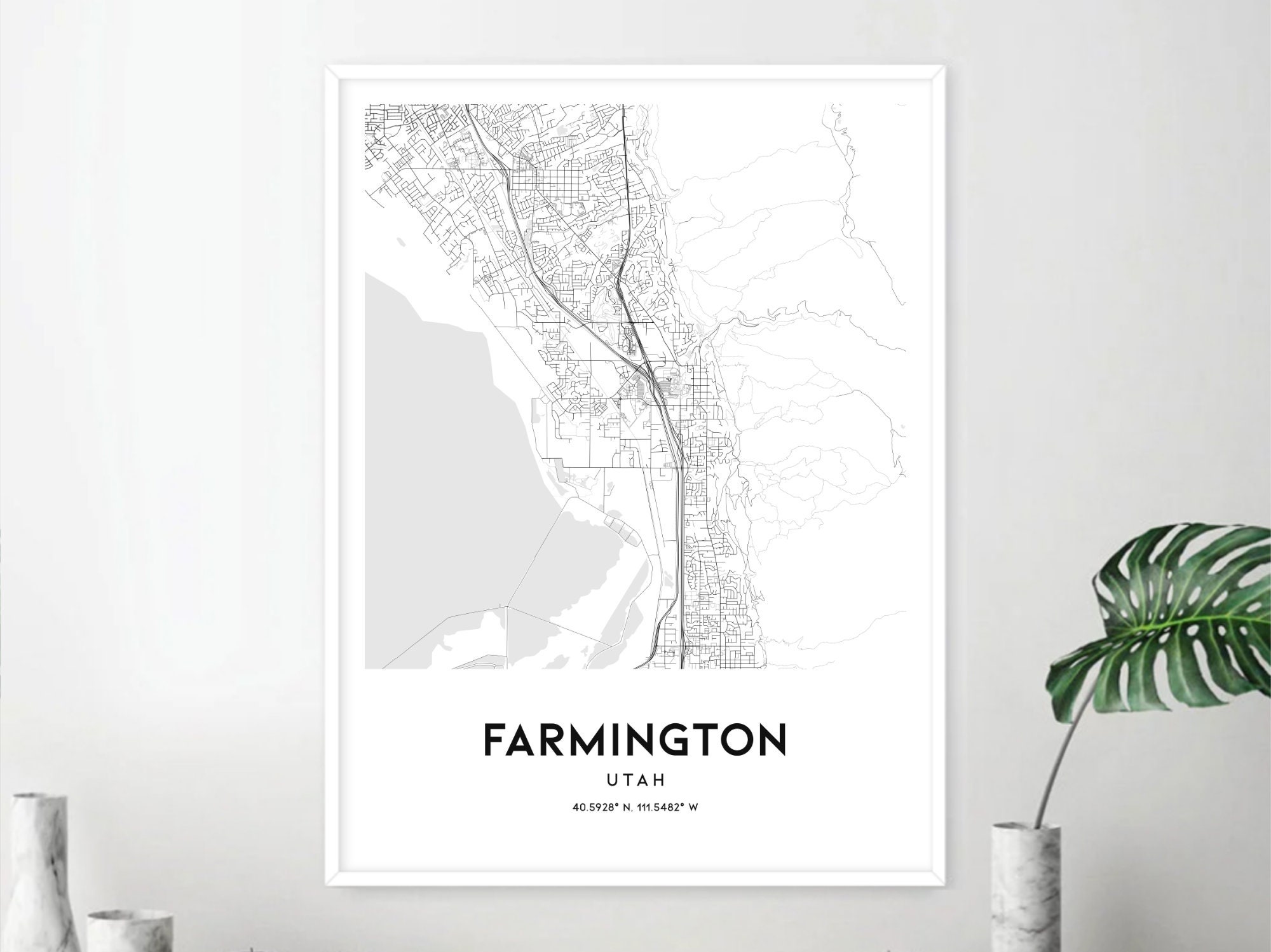 Farmington Map Print Farmington Map Poster Wall Art Ut City - Etsy