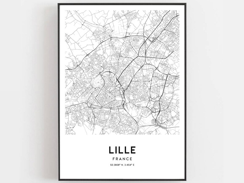Lille Map Print Lille Map Poster Wall Art Lille City Map - Etsy