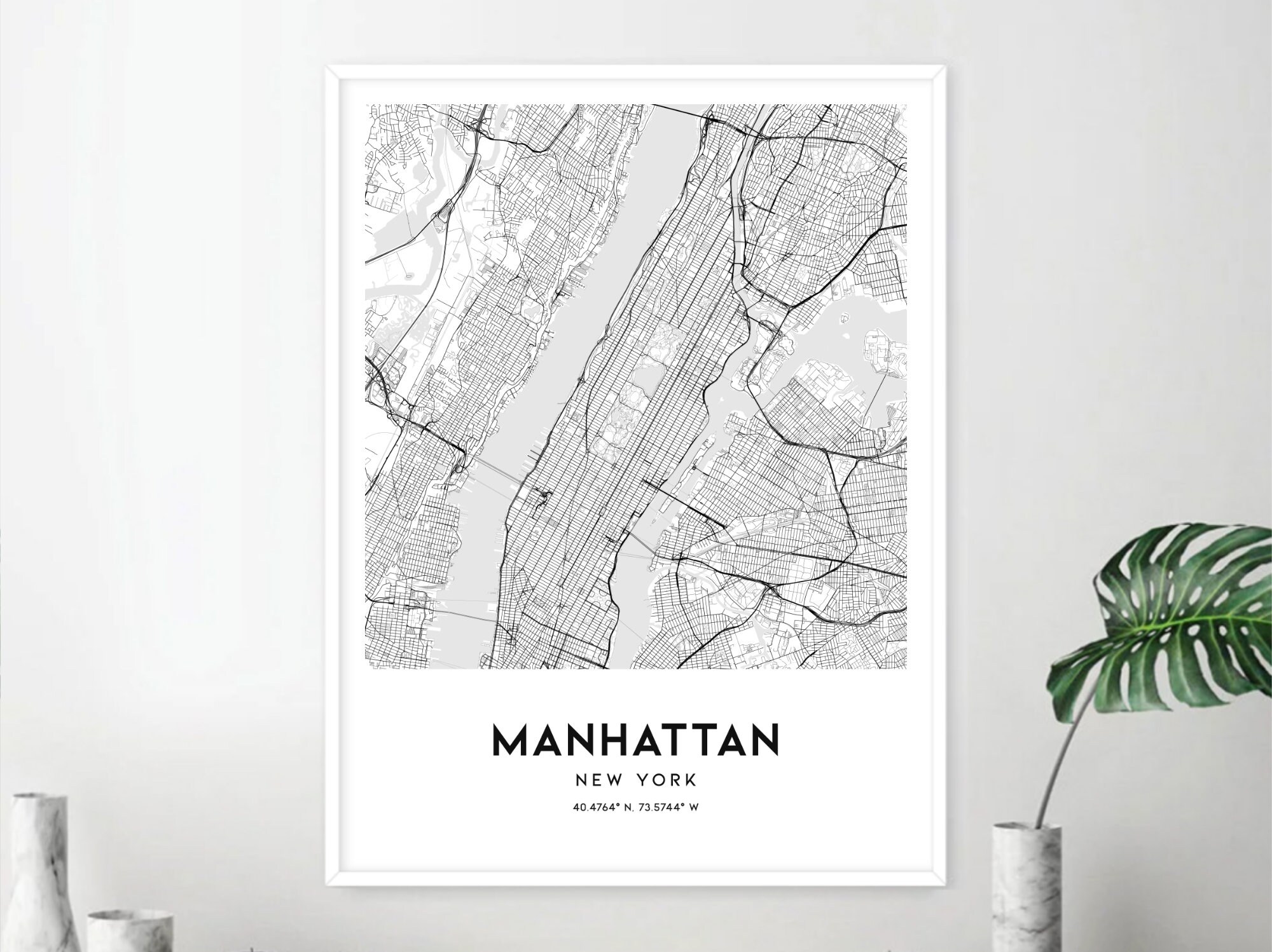 Manhattan Map Print, Manhattan Map Poster Wall Art, Ny City Map, New ...