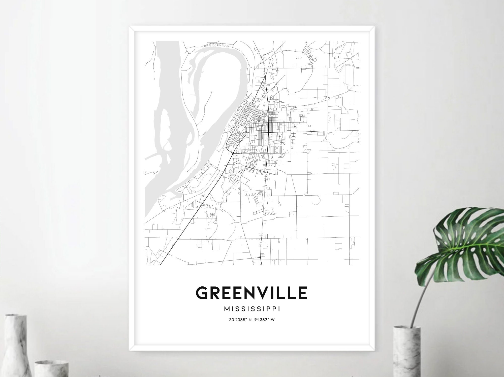 Greenville Map Print, Greenville Map Poster Wall Art, Ms City Map ...