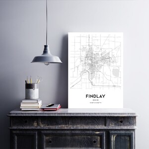 Findlay Map Print, Findlay Map Poster Wall Art, Oh City Map, Ohio Print ...
