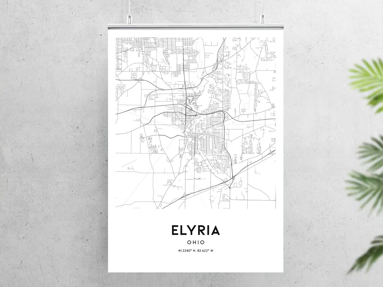 Elyria Map Print Elyria Map Poster Wall Art Oh City Map | Etsy
