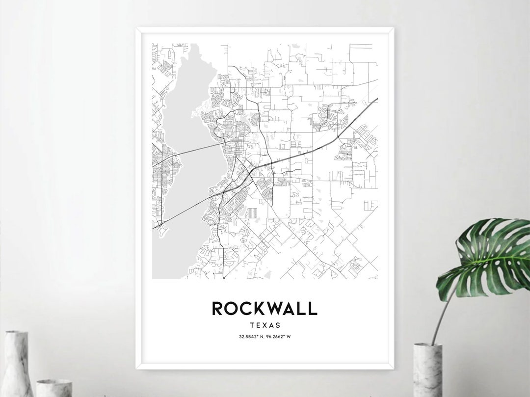 Rockwall Map Print Rockwall Map Poster Wall Art Tx City Map - Etsy