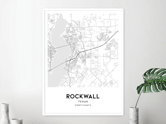 Rockwall Map Print Rockwall Map Poster Wall Art Tx City Map | Etsy