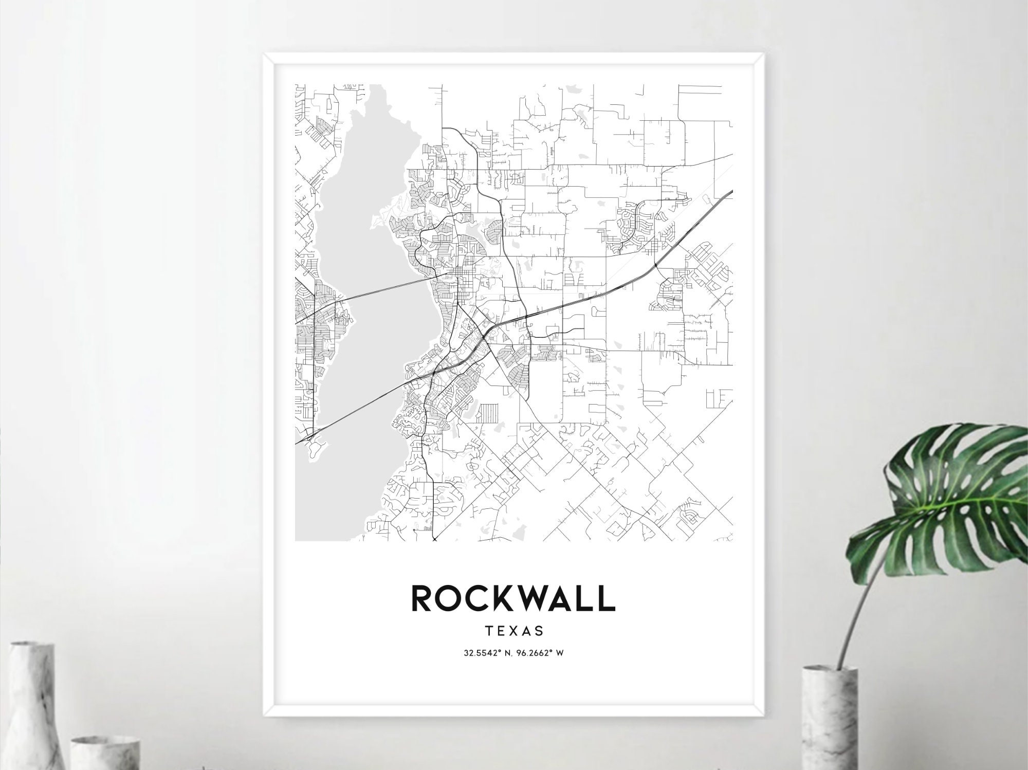 Rockwall Map Print Rockwall Map Poster Wall Art Tx City Map | Etsy