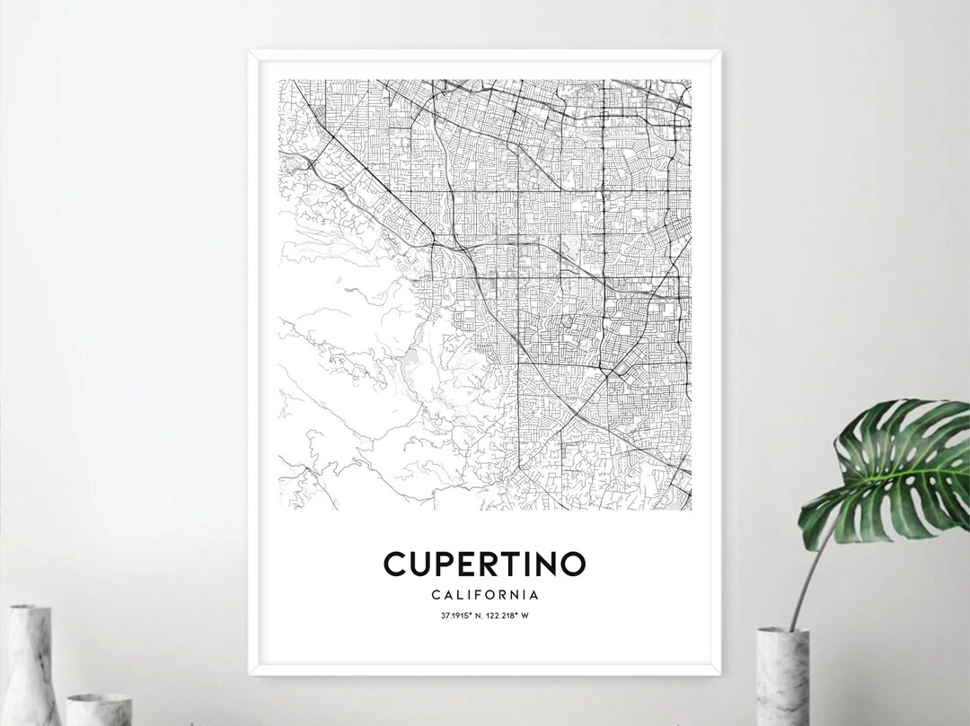 Cupertino Map Print Cupertino Map Poster Wall Art Ca City - Etsy