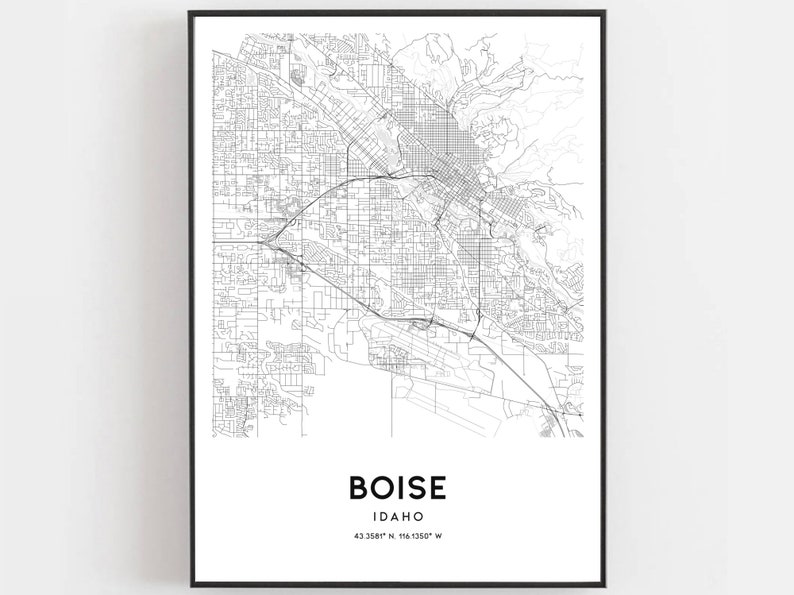 Boise Map Print Boise Map Poster Wall Art Id City Map Idaho | Etsy