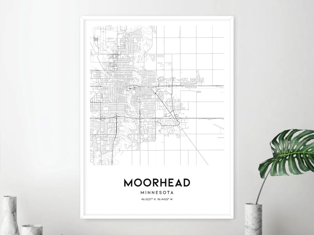 Moorhead Map Print, Moorhead Map Poster Wall Art, Mn City Map ...