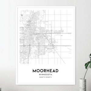 Moorhead Map Print, Moorhead Map Poster Wall Art, Mn City Map ...