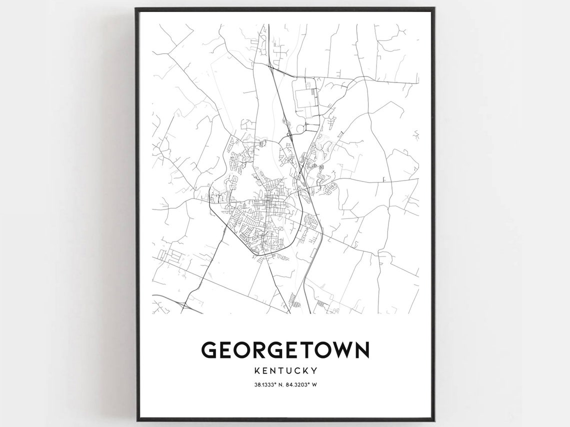 Georgetown Map Print Georgetown Map Poster Wall Art Ky City | Etsy