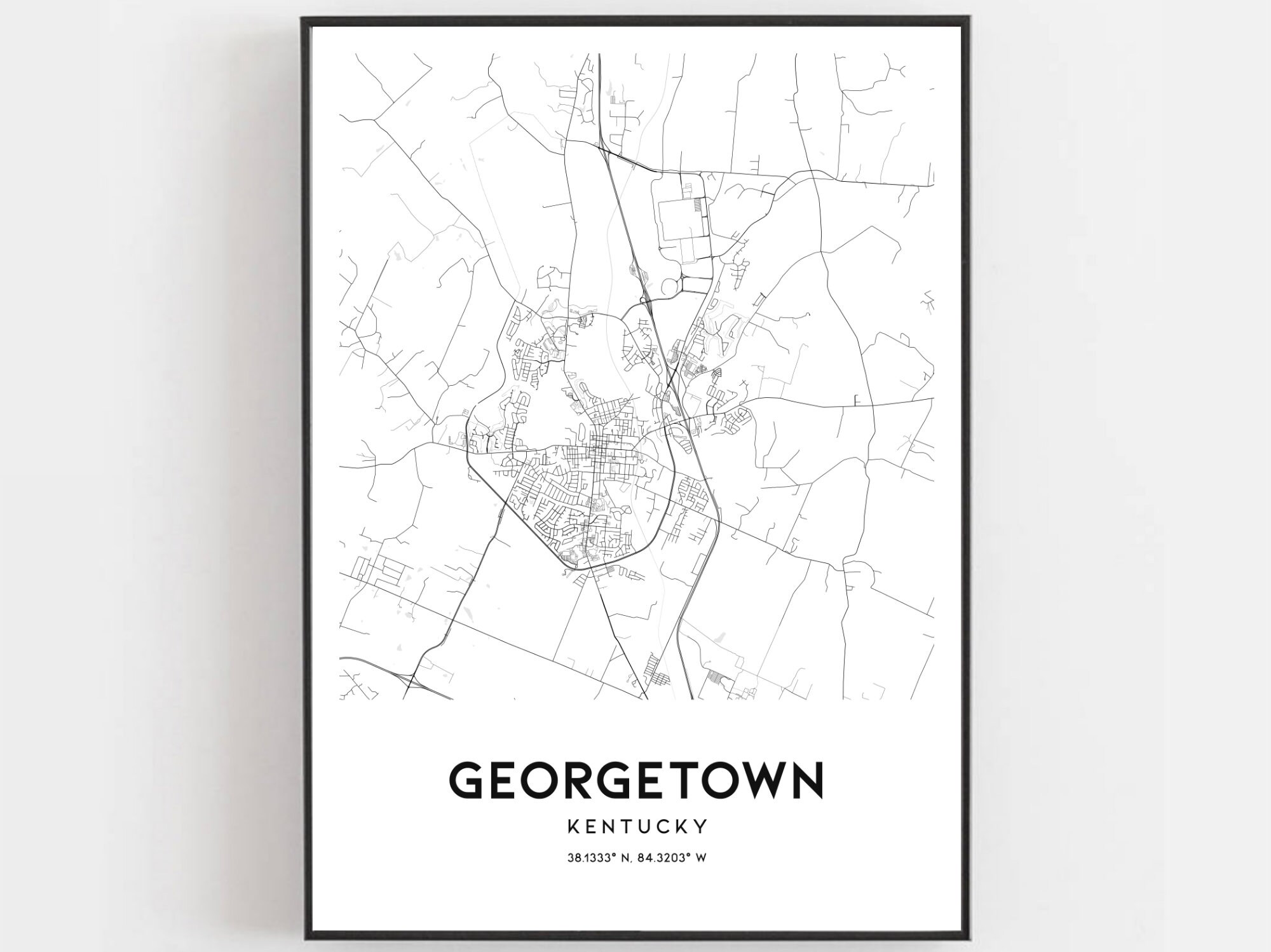 Georgetown Map Print Georgetown Map Poster Wall Art Ky City | Etsy