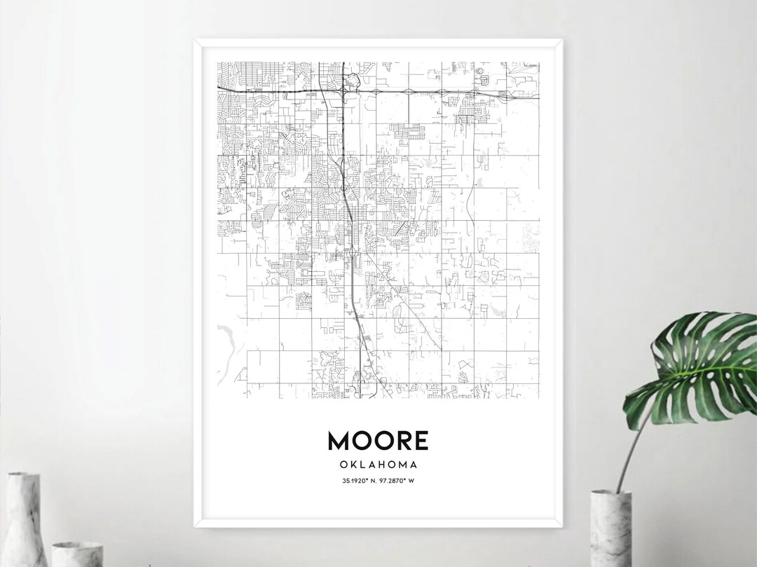 Moore Map Print, Moore Map Poster Wall Art, Ok City Map, Oklahoma Print ...