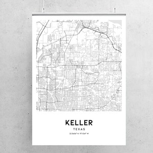 Keller Map Print Keller Map Poster Wall Art Tx City Map | Etsy