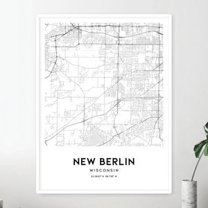 New Berlin Map Print, New Berlin Map Poster Wall Art, Wi City Map ...