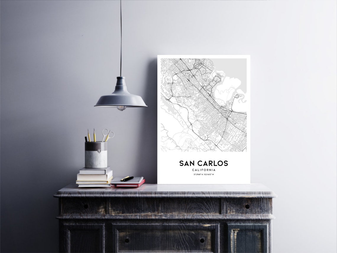 San Carlos Map Print San Carlos Map Poster Wall Art Ca City - Etsy
