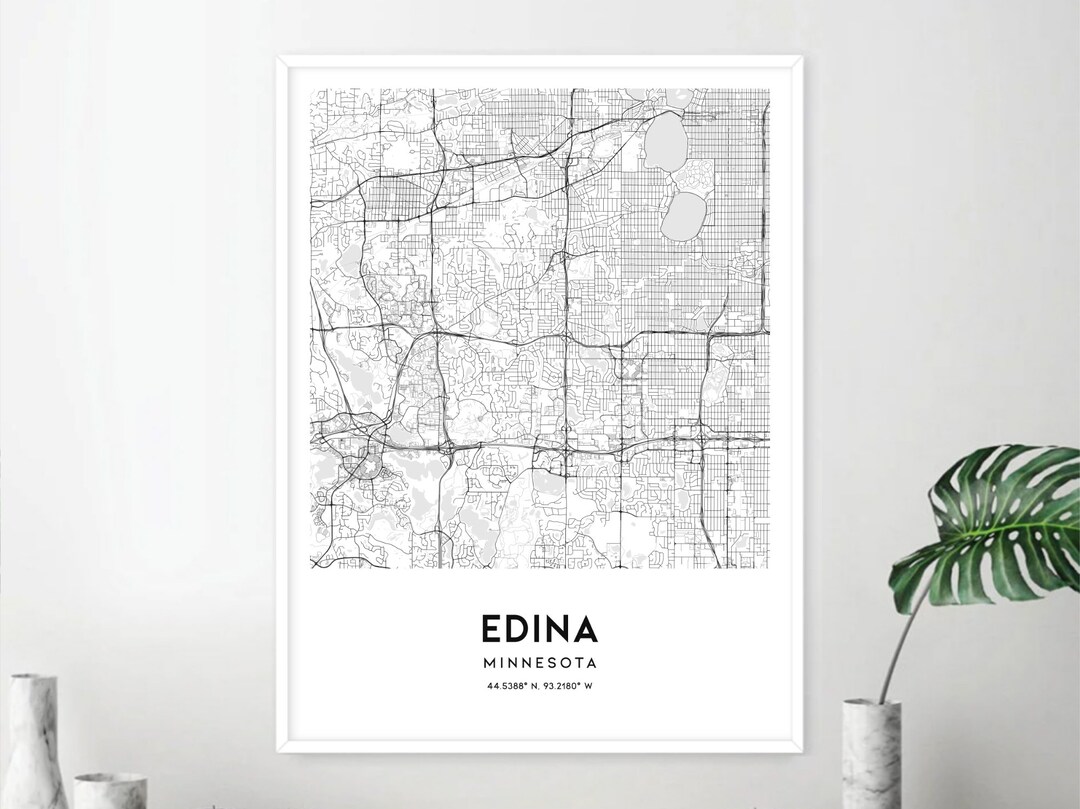 Edina Map Print, Edina Map Poster Wall Art, Mn City Map, Minnesota ...